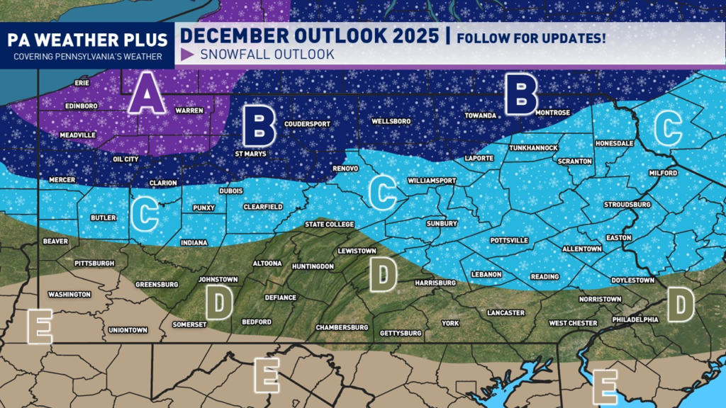 Pennsylvania 2025 December Winter Forecast