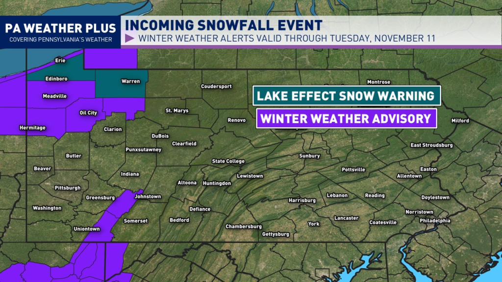Incoming First Snow Event of Winter Season for Pennsylvania - PA ...