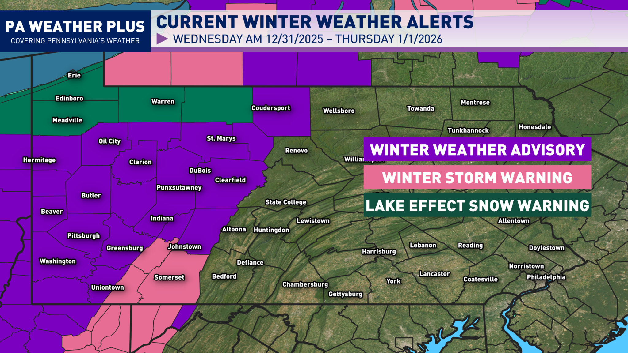 Lake Effect Snowfall and Snow Squalls across PA - PA Weather Plus