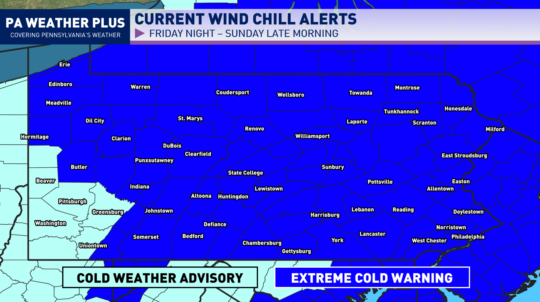 Dangerous Cold Incoming to Pennsylvania This Weekend - PA Weather Plus