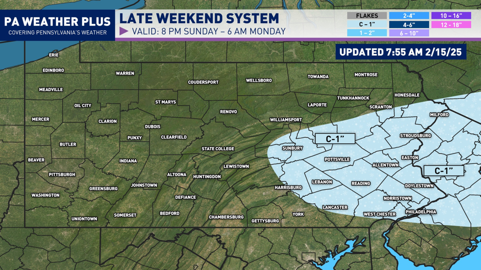 Sneaky Snow Event Sunday Night into Monday Morning: First Call - PA ...